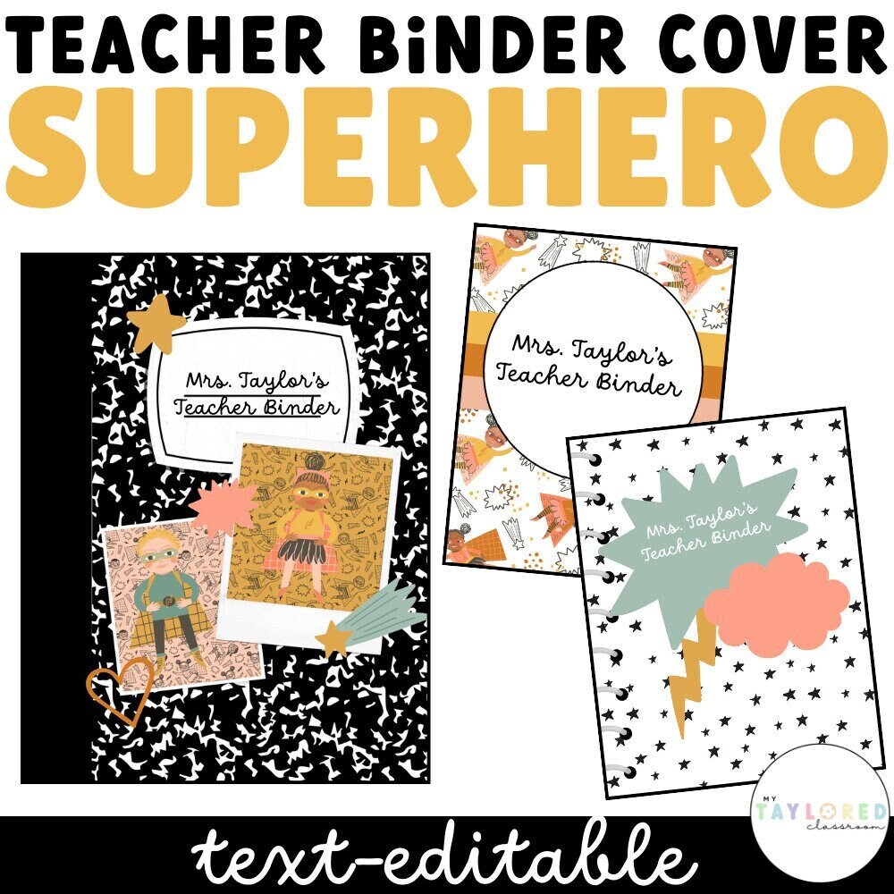Superhero Teacher Binder Covers EDITABLE Superhero Classroom Decor - Etsy