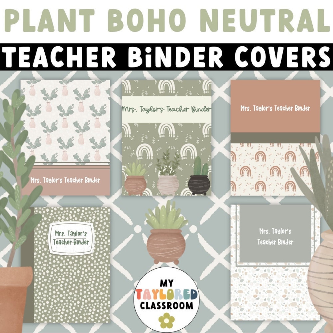 Plant Boho Neutral Teacher Binder Covers Plant Classroom - Etsy