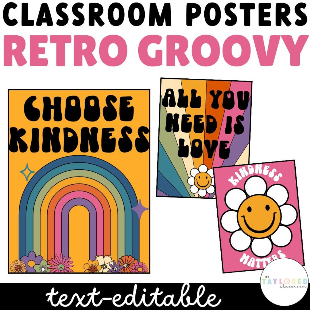 Retro Groovy Classroom Posters | Retro Groovy Classroom Decor - Etsy
