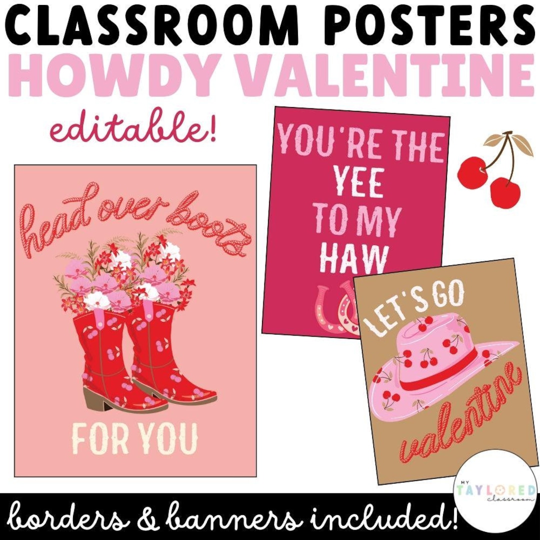 Howdy Valentine's Day Classroom Posters | February Bulletin Board ...