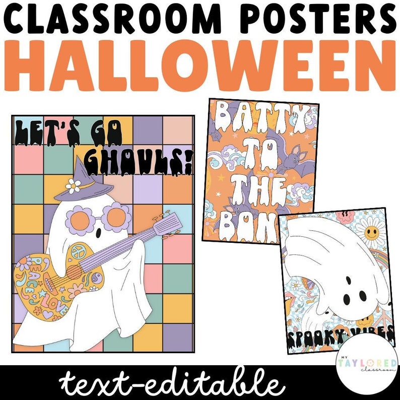 Halloween Retro Groovy Classroom Posters | Halloween Classroom Posters ...