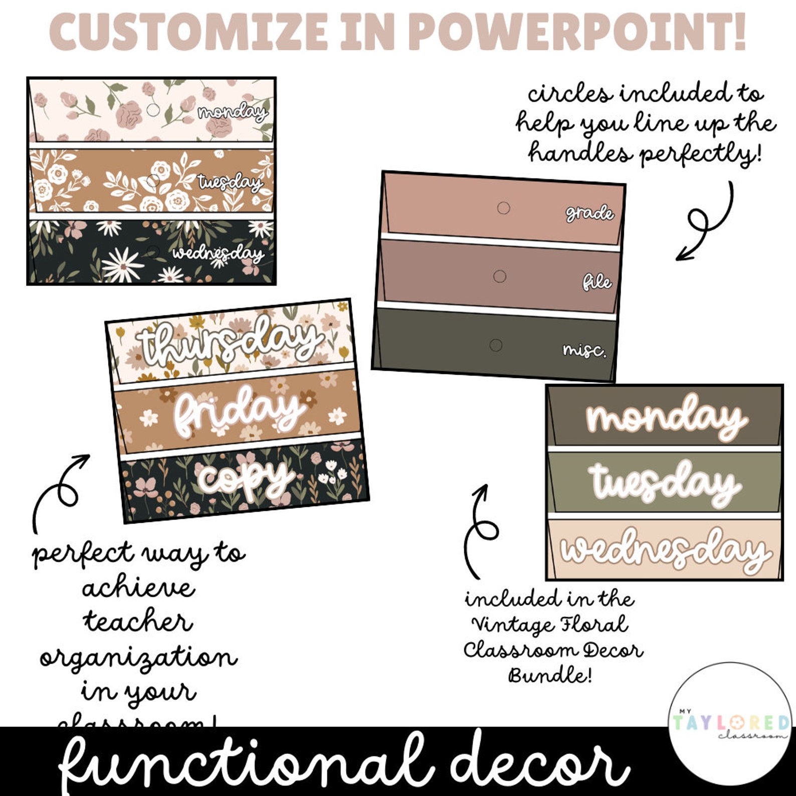 Vintage Floral Teacher Rolling Cart Labels | EDITABLE | Vintage ...