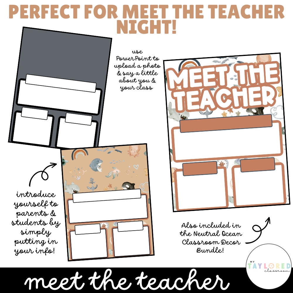 Neutral Ocean Meet the Teacher Templates | EDITABLE | Modern Ocean ...