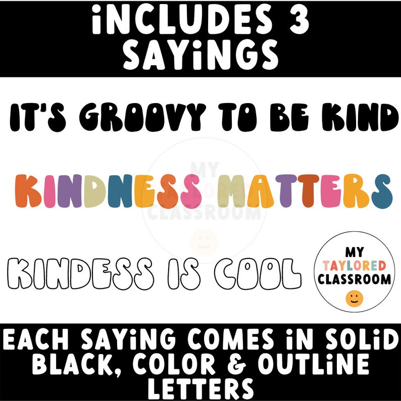 Groovy Kindness Bulletin Board Kit Kindness Door Decor - Etsy