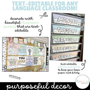 School Doodles Classroom Decor | EDITABLE | Calm Pastel Rainbow ...