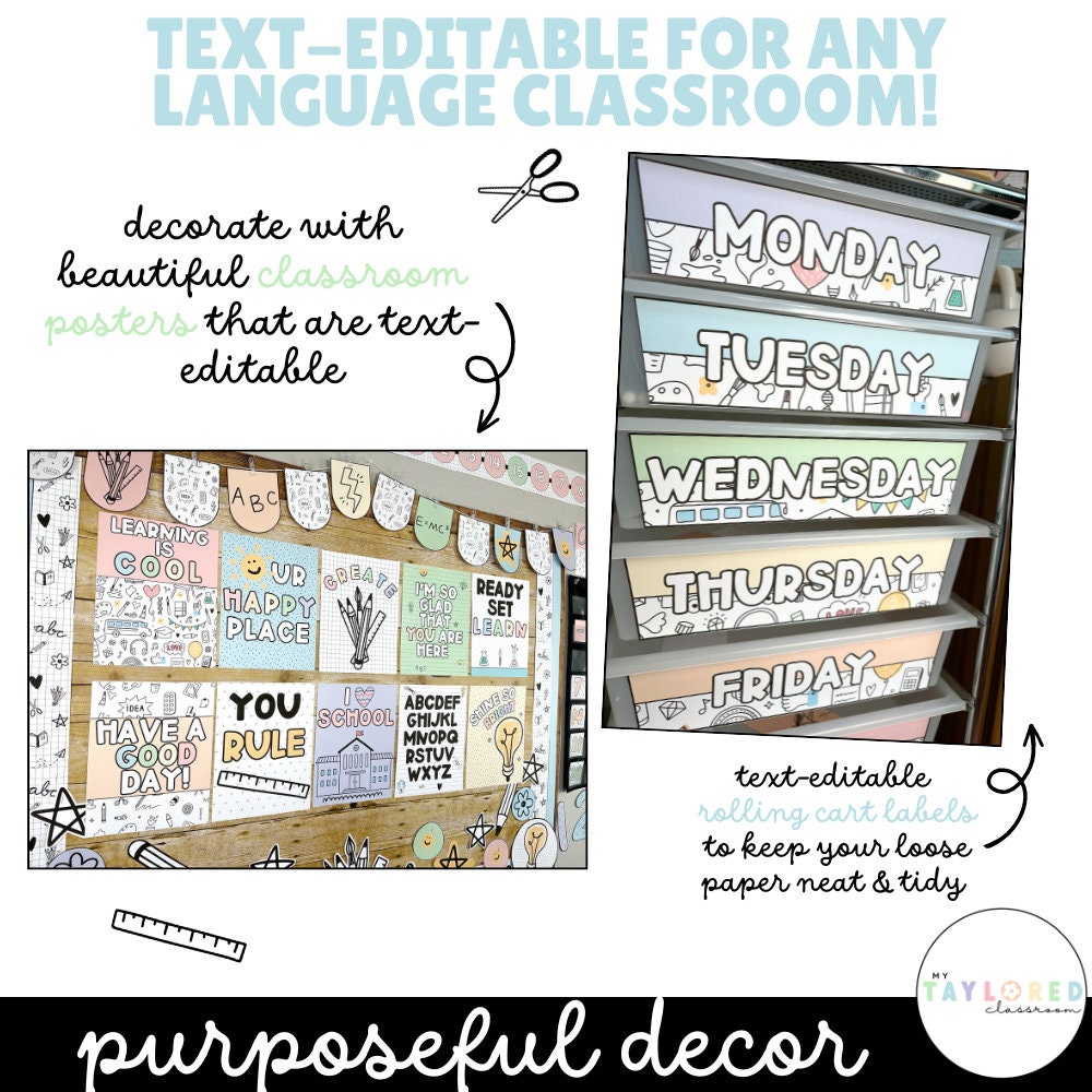 Pastel School Classroom Decor | EDITABLE | Calm Pastel Rainbow ...