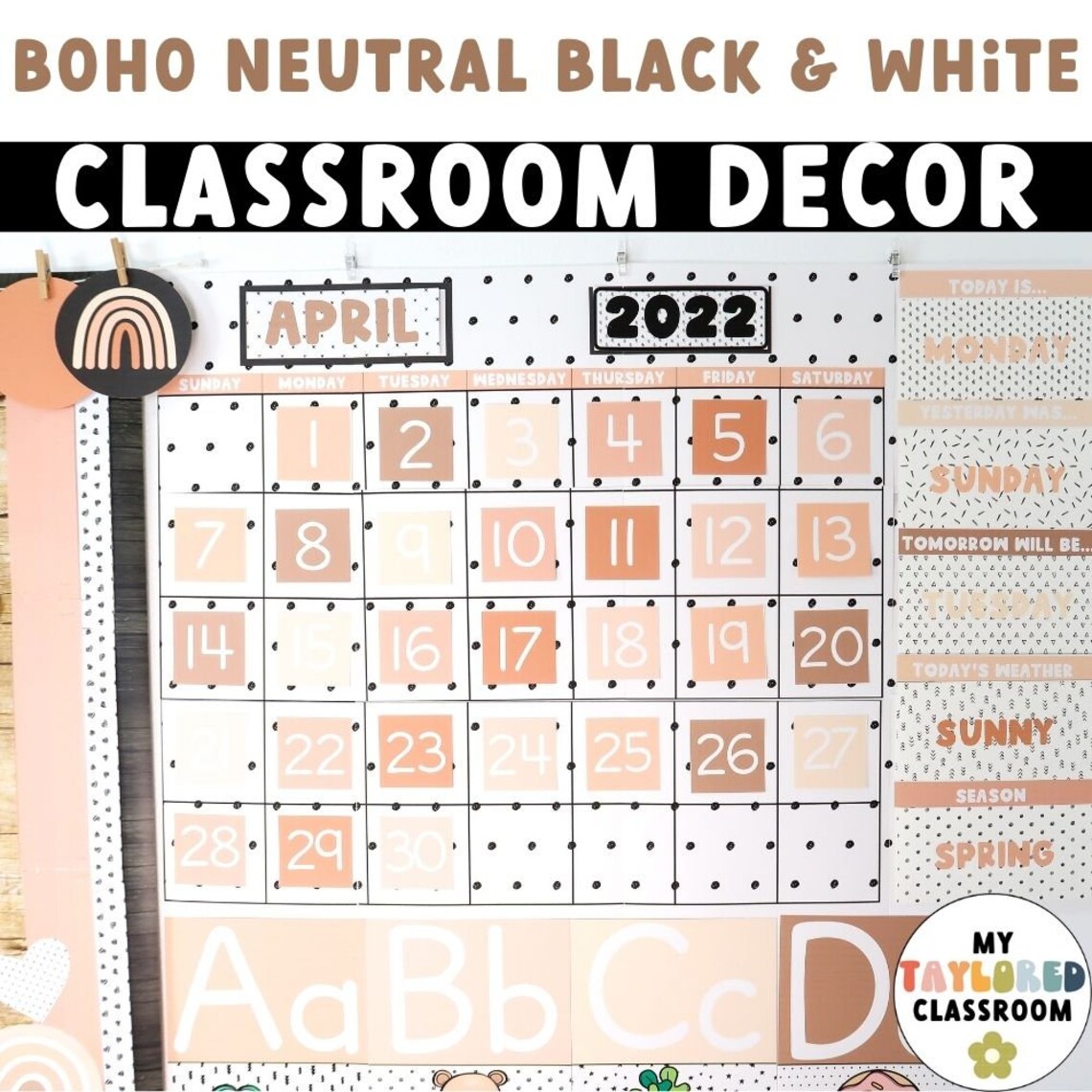 Boho Neutral Diversity Classroom Decor Black and White Classroom Decor ...
