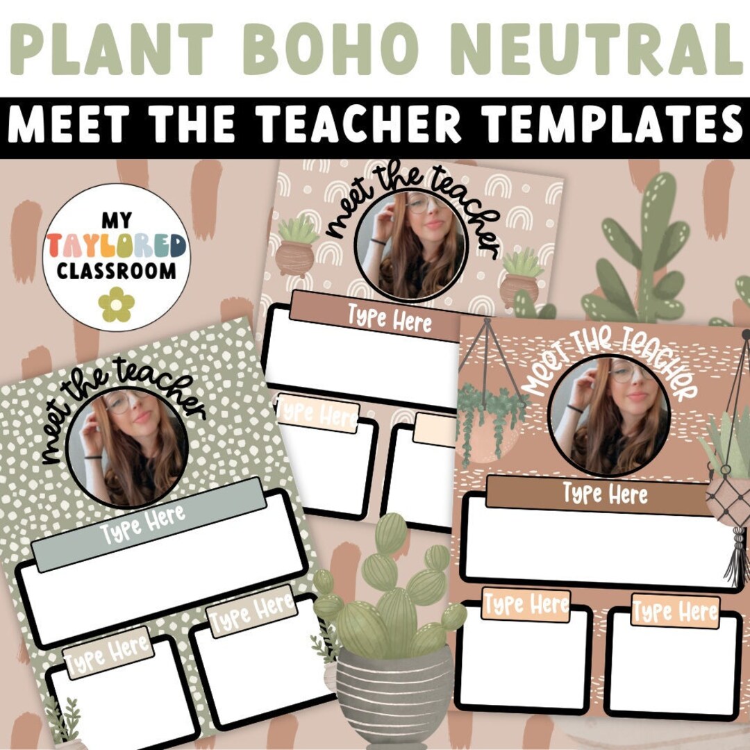Plant Boho Neutral Meet the Teacher Templates | EDITABLE | Plant ...