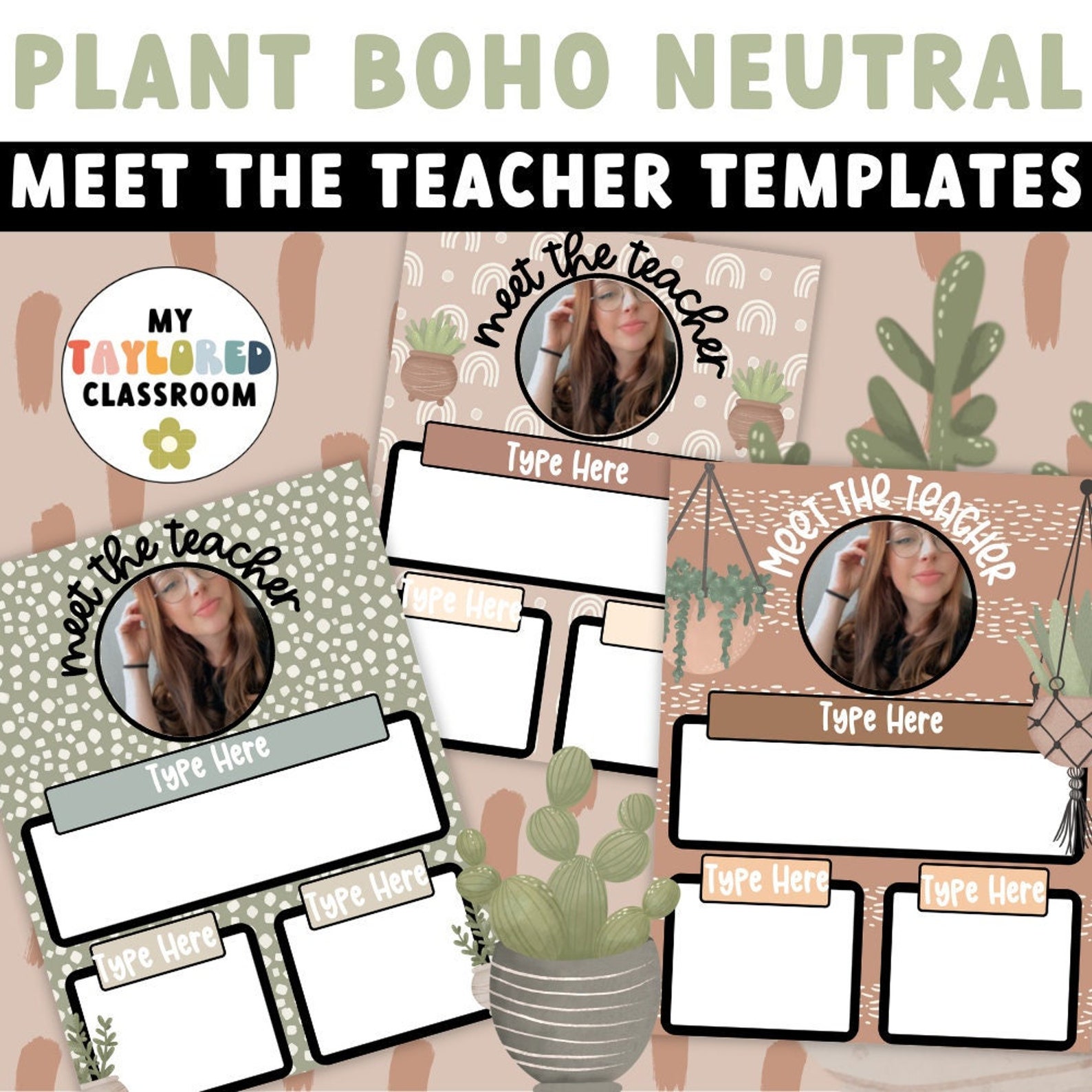 Plant Boho Neutral Meet the Teacher Templates EDITABLE - Etsy