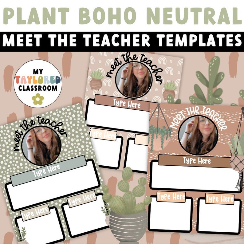 Plant Boho Neutral Meet the Teacher Templates EDITABLE - Etsy