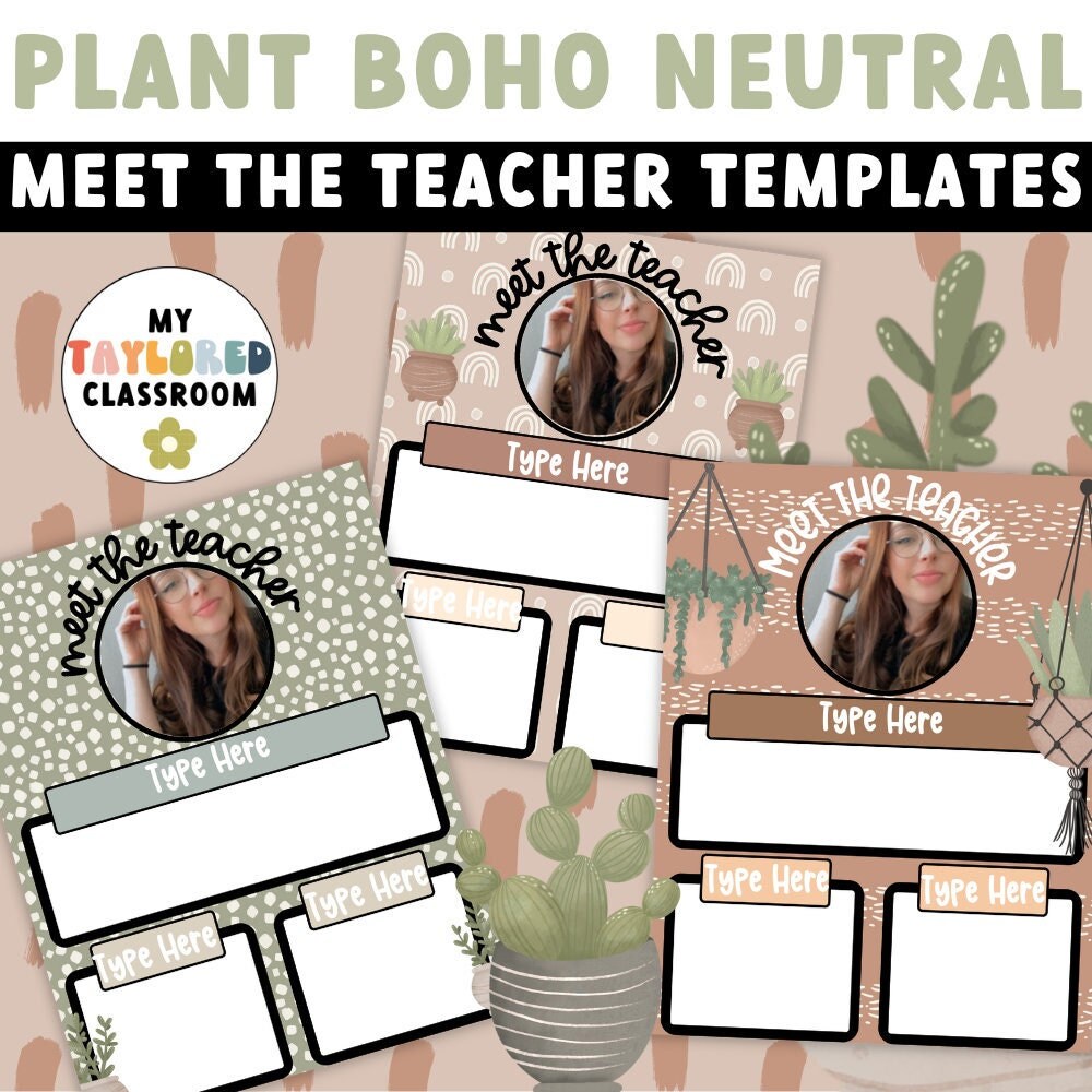 Plant Boho Neutral Meet the Teacher Templates EDITABLE - Etsy