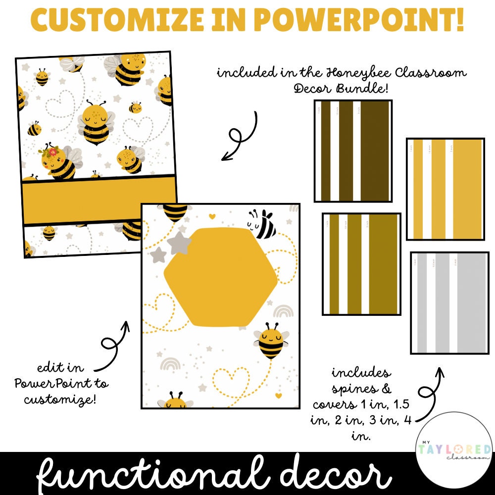 Honeybee Teacher Binder Covers | EDITABLE | Bee-themed Classroom Decor ...