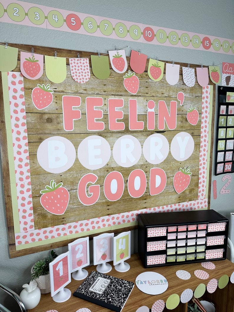 Strawberry Classroom Decor | EDITABLE | Calm Pastel Classroom Decor - Etsy