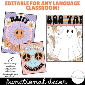 Halloween Retro Groovy Classroom Posters | Halloween Classroom Posters ...