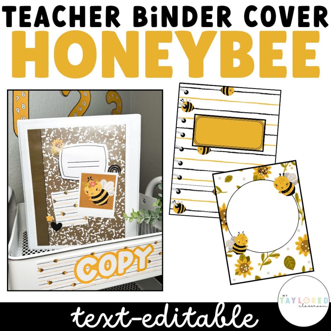 Honeybee Teacher Binder Covers | EDITABLE | Bee-themed Classroom Decor ...