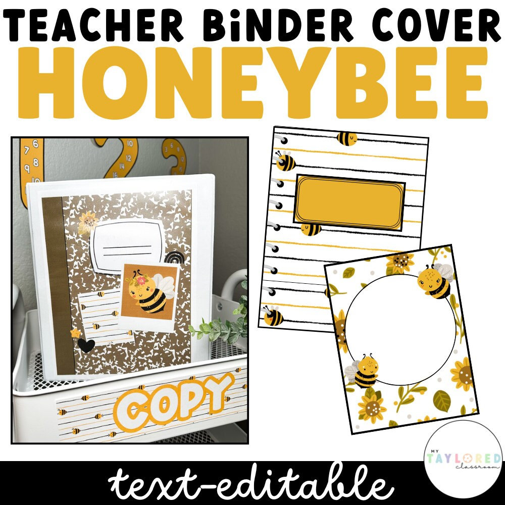 Honeybee Teacher Binder Covers | EDITABLE | Bee-themed Classroom Decor ...
