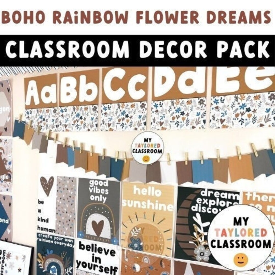 Boho Flower Classroom Decor Bundle | Boho Classroom Decor - Etsy
