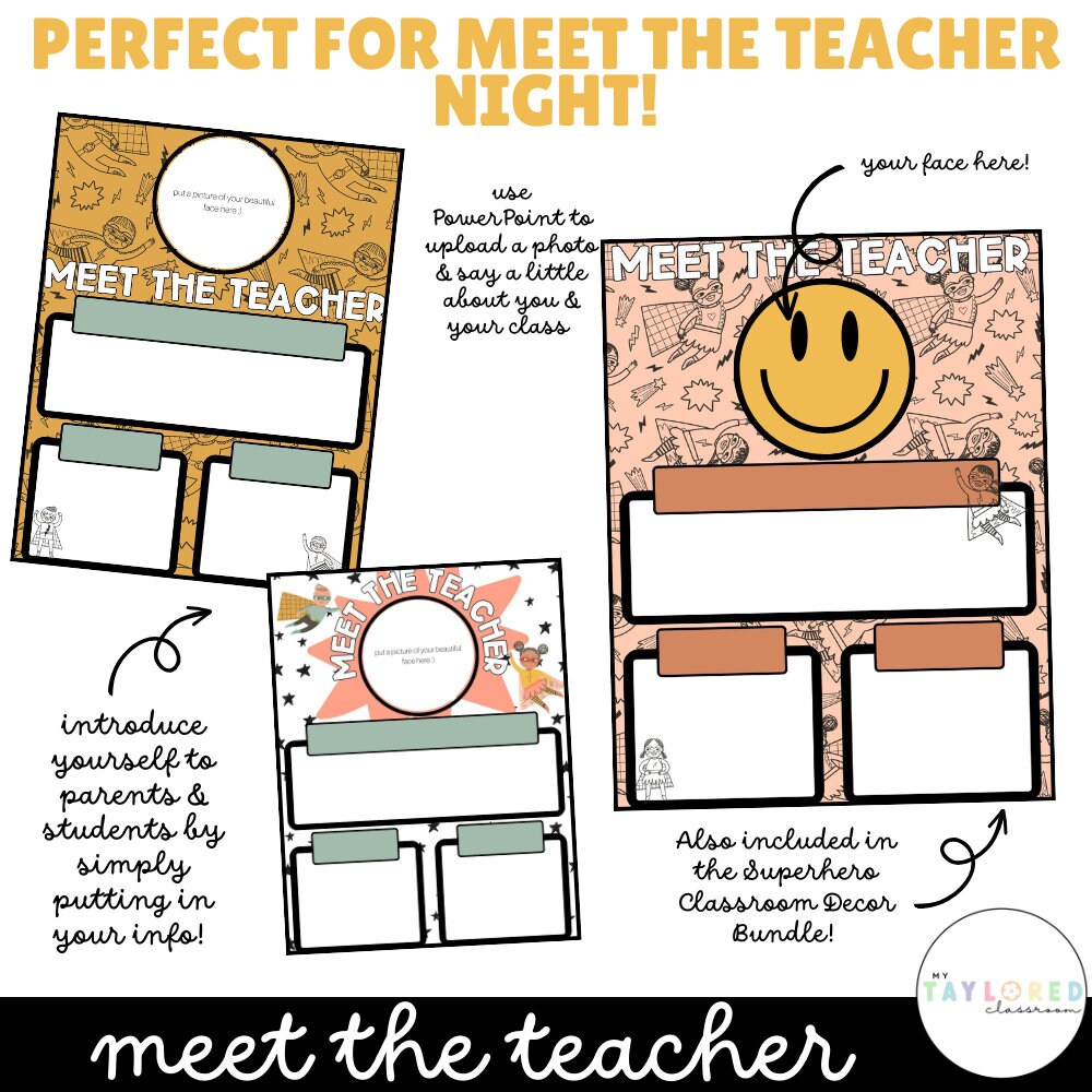 Superhero Meet the Teacher Templates | EDITABLE | Superhero Classroom ...