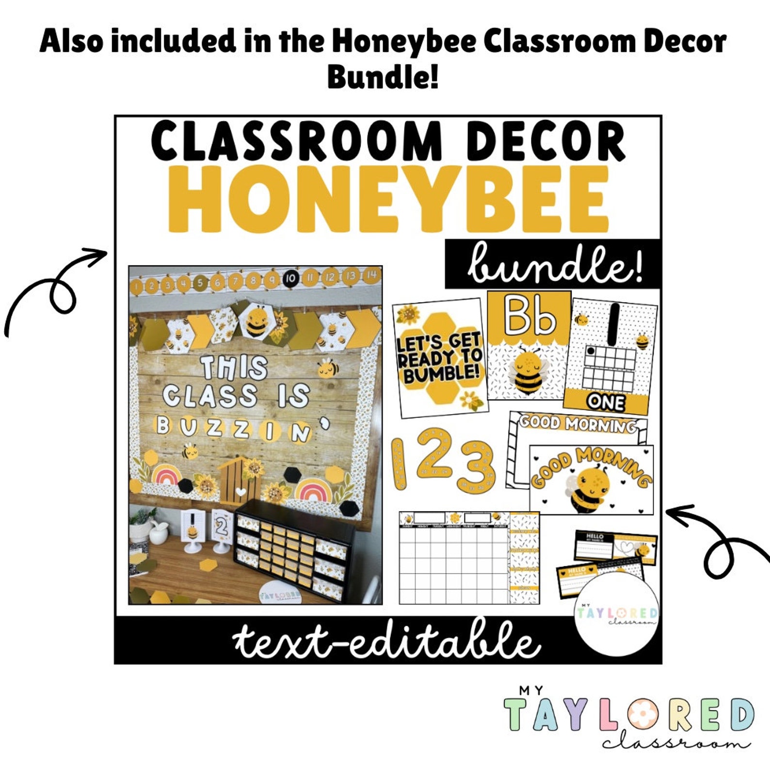 Honeybee Teacher Rolling Cart Labels | EDITABLE | Bee-themed Classroom ...