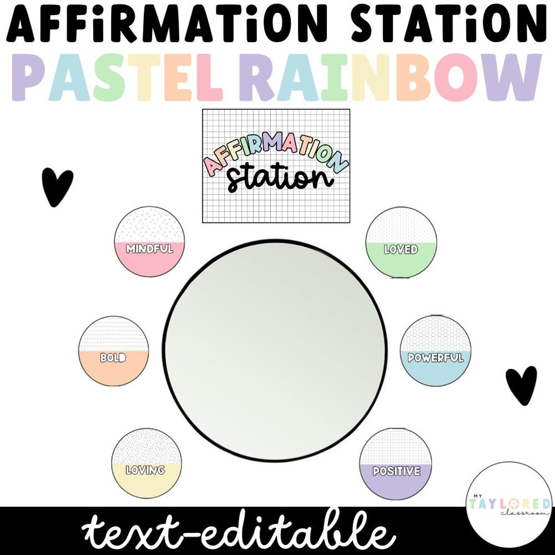 Pastel Rainbow Affirmation Station | EDITABLE | Pastel Classroom Decor ...