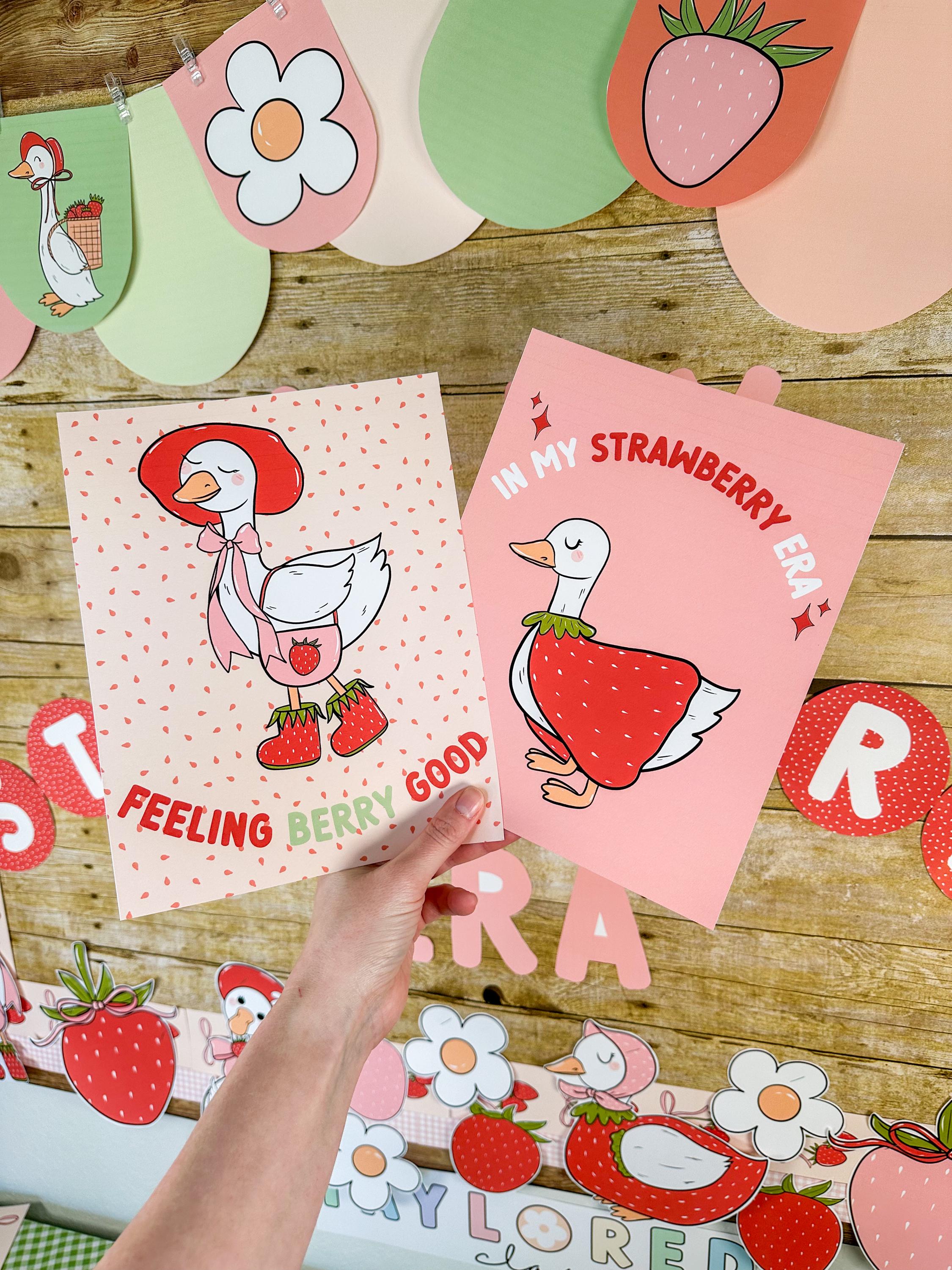 Spring Strawberry Goose Classroom Decor | Spring Bulletin Board ...
