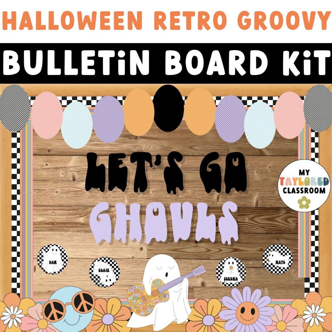 Halloween Retro Groovy Bulletin Board Kit or Door Decor | Halloween ...