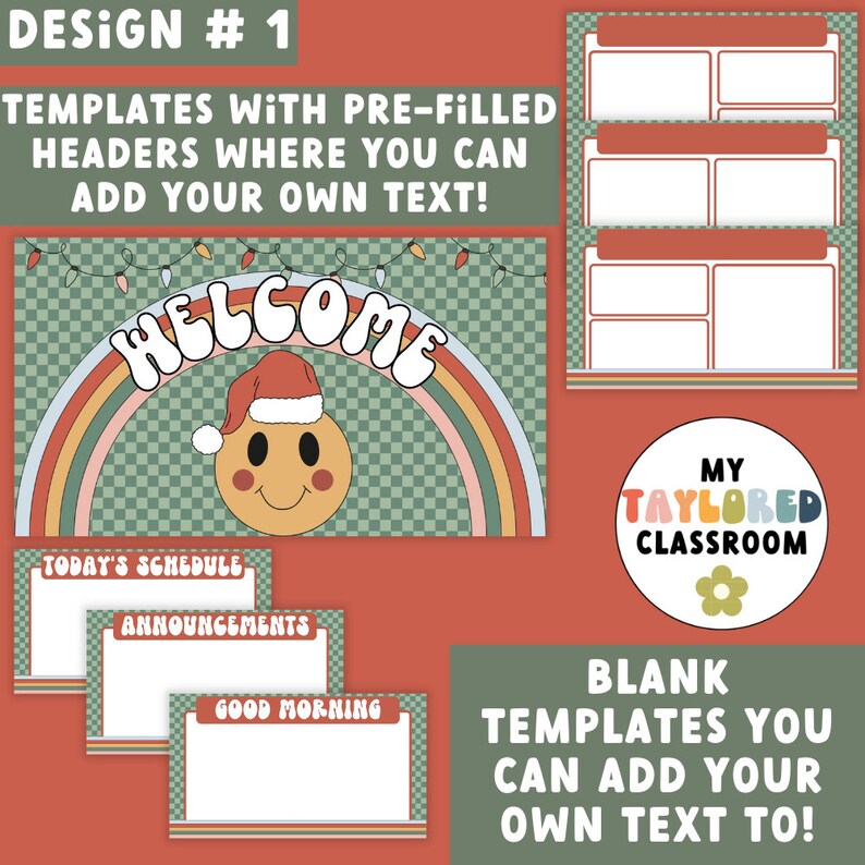 Christmas Retro Groovy Google Slides Templates - Etsy