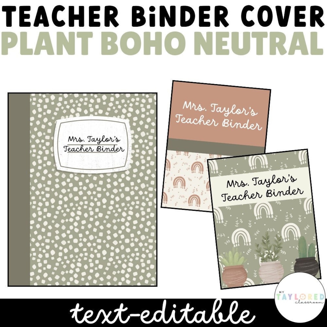 Plant Boho Neutral Teacher Binder Covers | Plant Classroom Decor ...