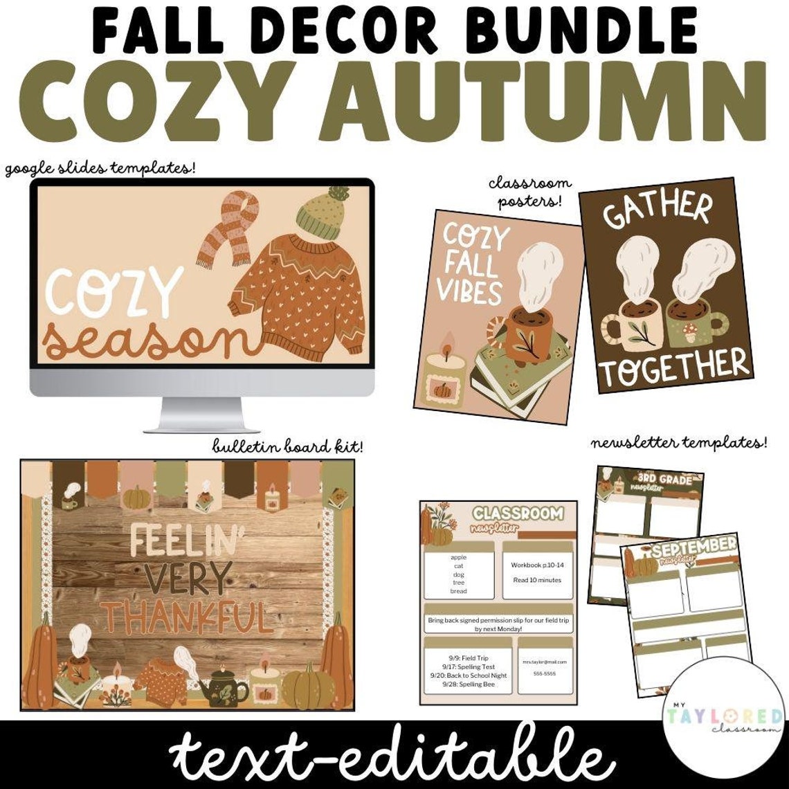 Cozy Autumn Classroom Decor Bundle | Editable Fall Theme - Etsy