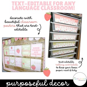 Strawberry Classroom Decor | EDITABLE | Calm Pastel Classroom Decor - Etsy