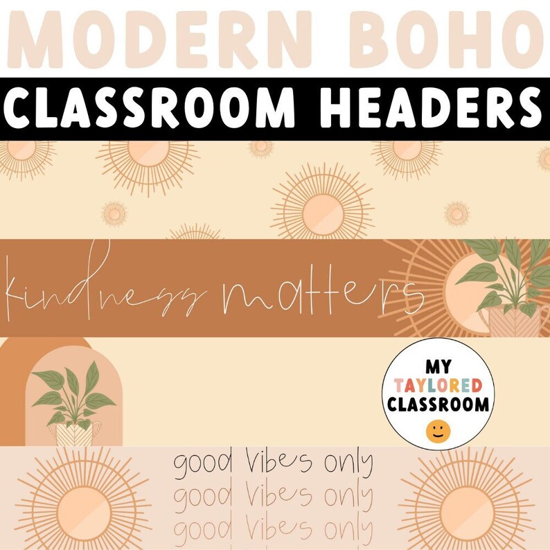 Modern Boho Google Classroom Headers - Etsy