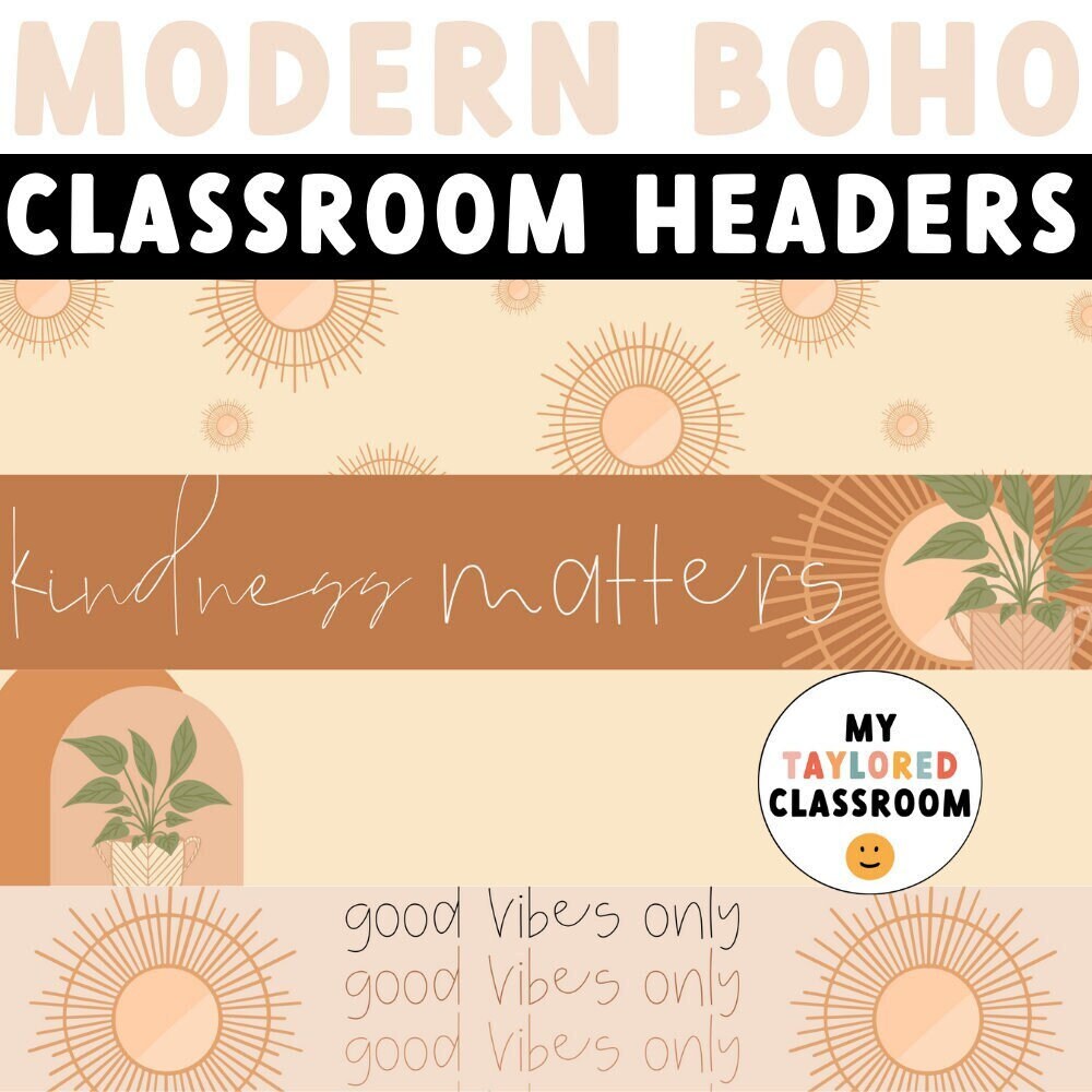 Modern Boho Google Classroom Headers - Etsy