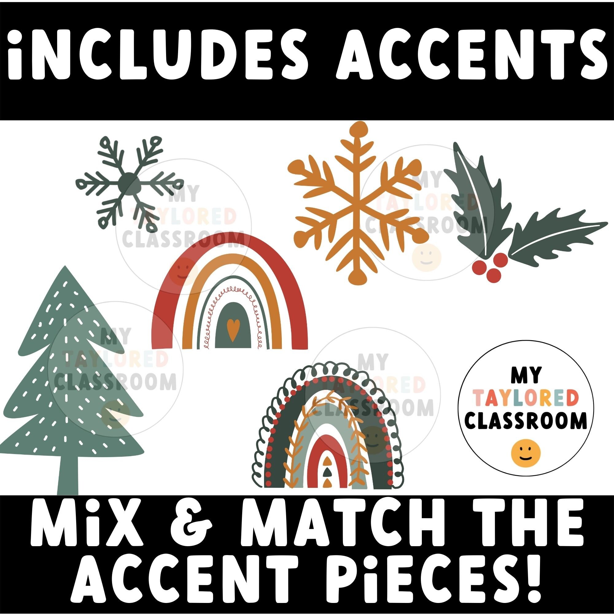 Christmas Boho Rainbow Bulletin Board Kit - Etsy