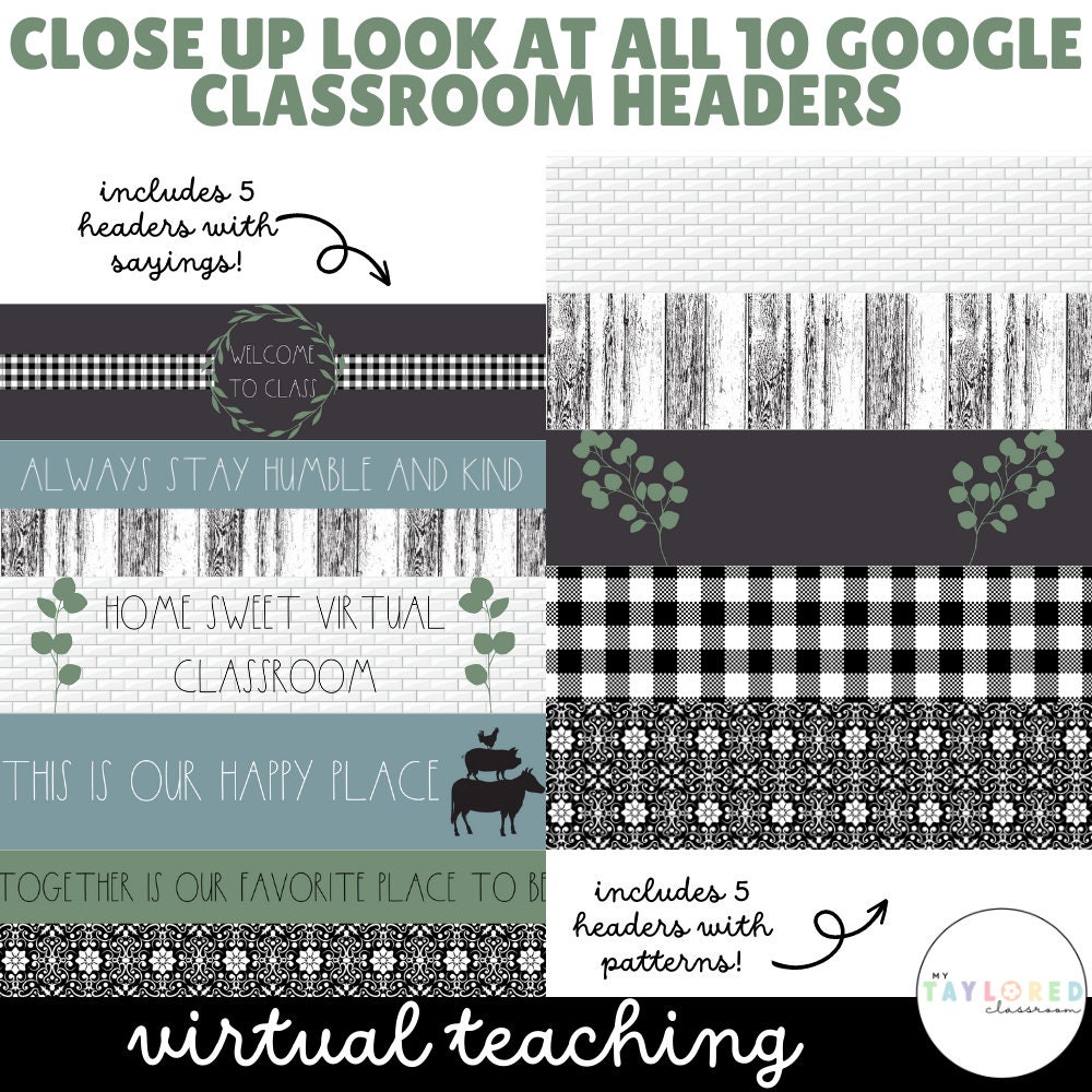 Modern Farmhouse Google Classroom Headers | Farmhouse Classroom Decor ...