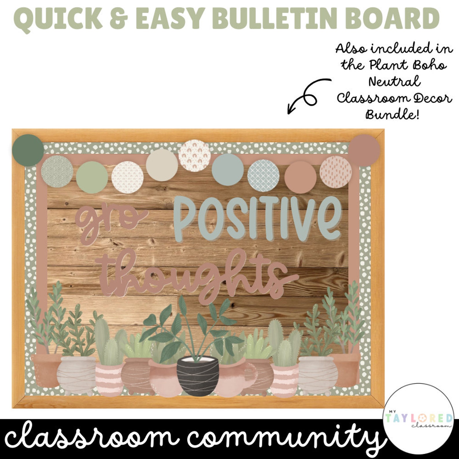 Plant Boho Neutral Bulletin Board Kit Plant Bulletin Board Plant ...