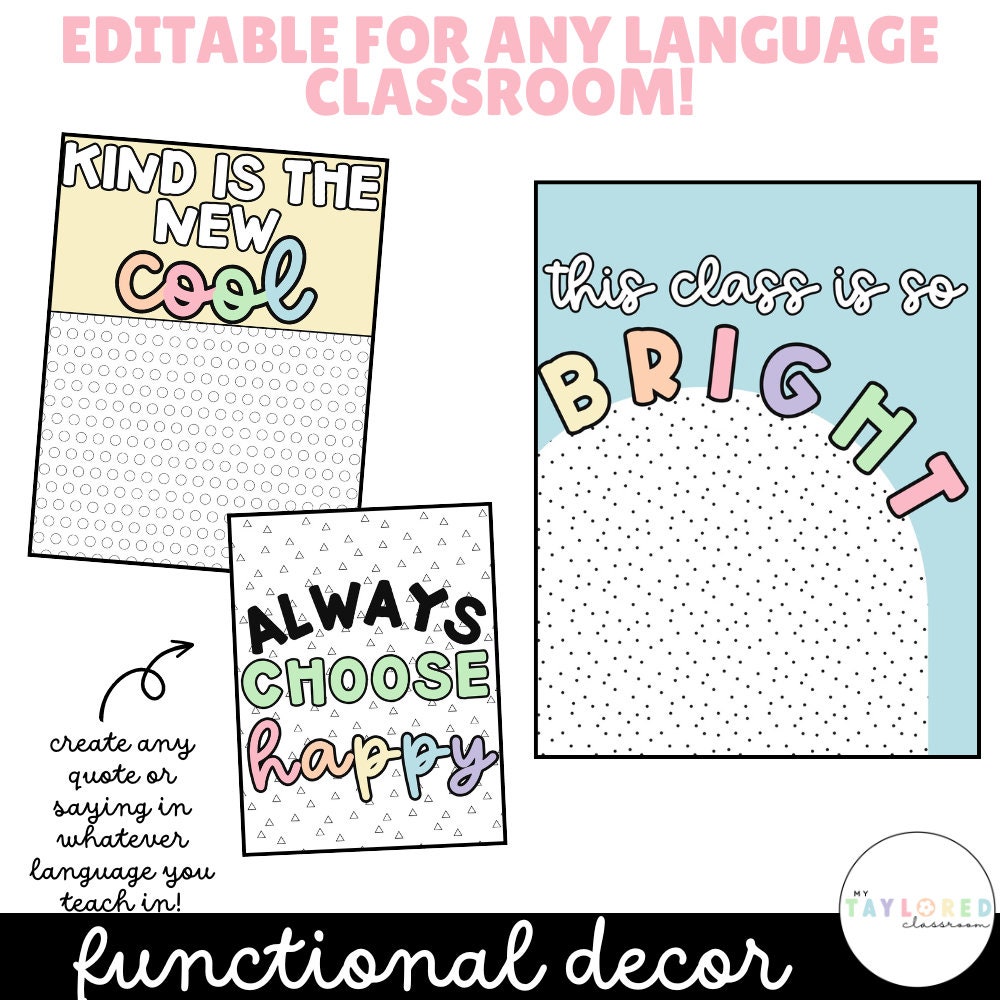 Pastel Rainbow Classroom Posters EDITABLE Pastel Classroom Decor - Etsy