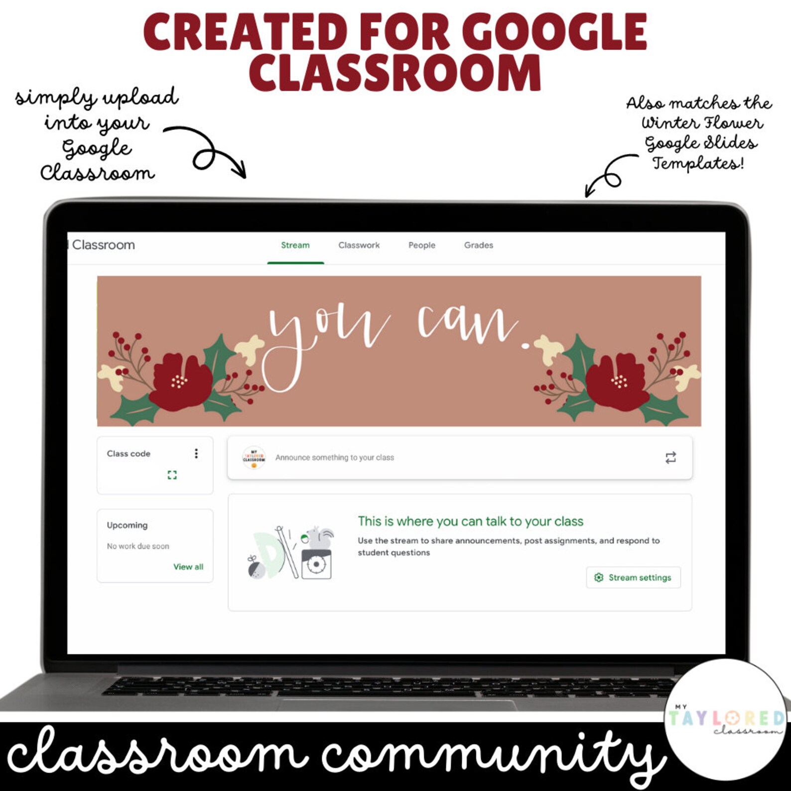 Winter Flowers Google Classroom Headers | Christmas Classroom Decor - Etsy