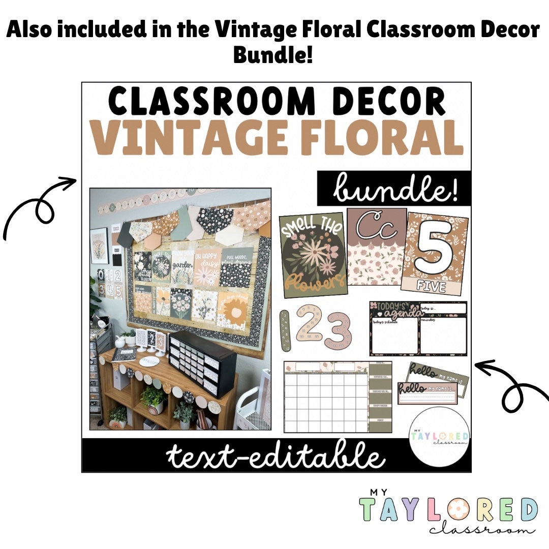 Vintage Floral Teacher Toolbox Labels | EDITABLE | Vintage Classroom ...