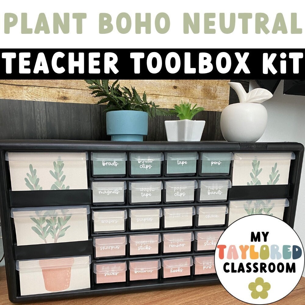 Plant Boho Neutral Teacher Toolbox Kit EDITABLE Plant - Etsy