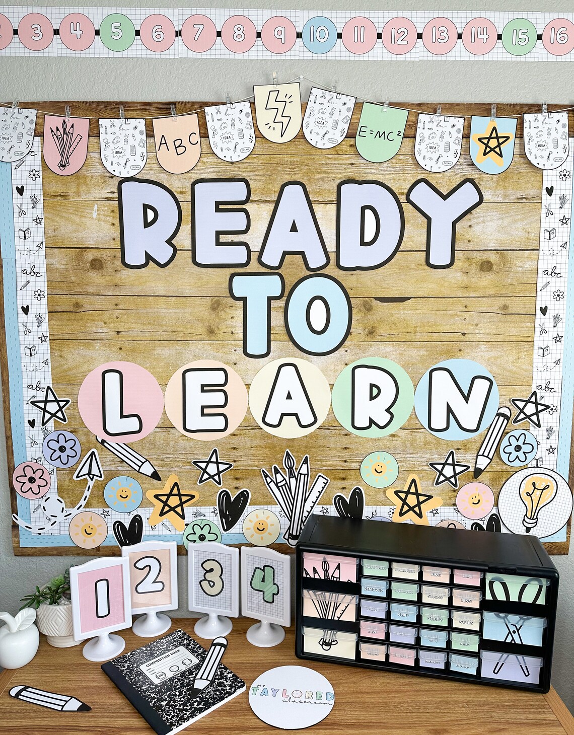 School Doodles Classroom Bulletin Board Kit | EDITABLE | Calm Pastel ...