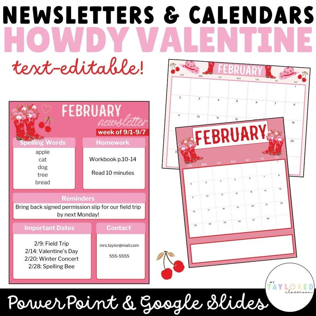 Howdy Valentine's Day Newsletter & Calendar Templates | February ...