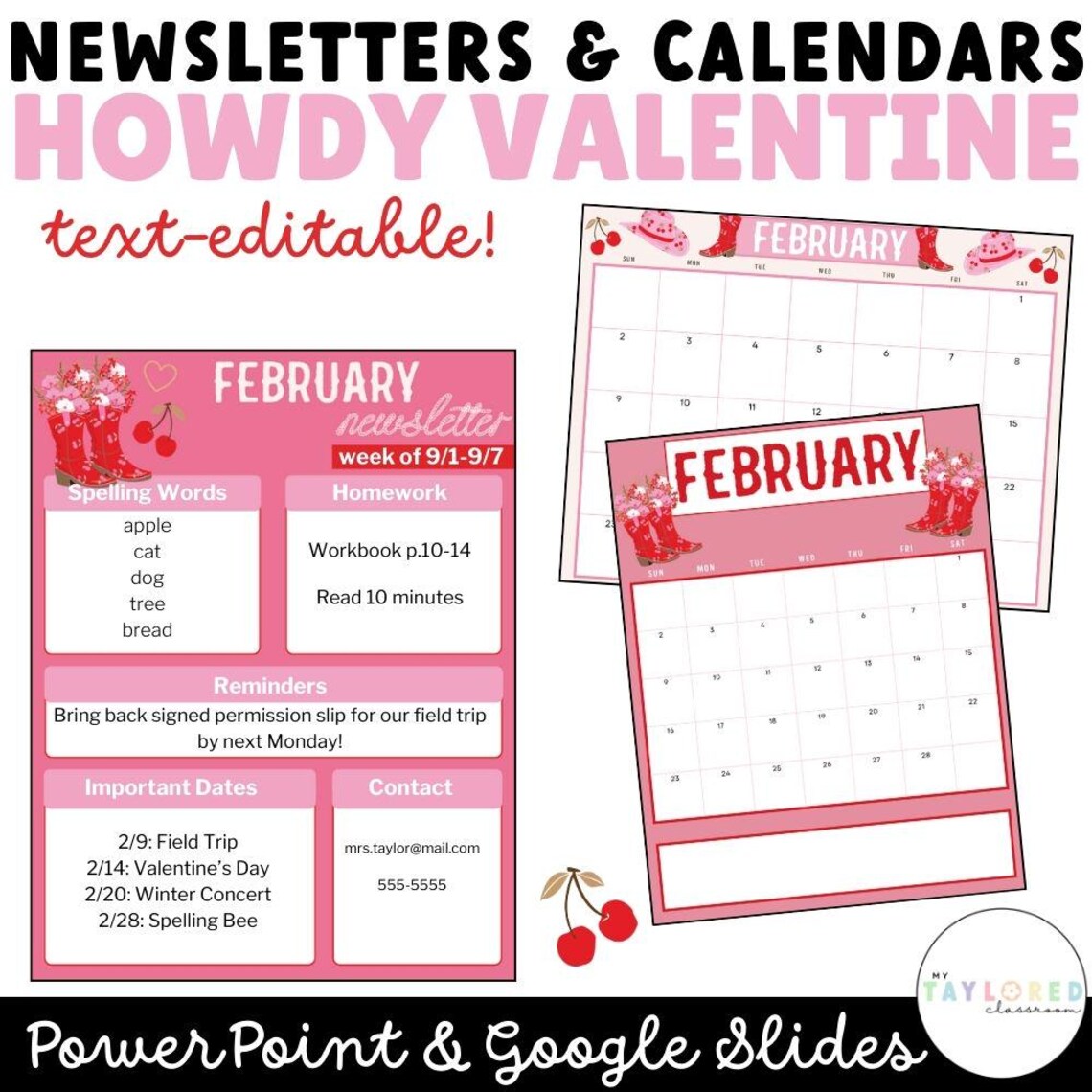 Howdy Valentine's Day Newsletter & Calendar Templates | February ...