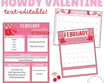 Howdy Valentine's Day Newsletter & Calendar Templates | February ...
