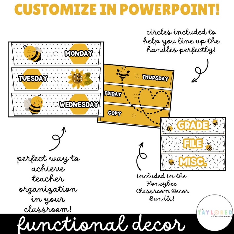 Honeybee Teacher Rolling Cart Labels | EDITABLE | Bee-themed Classroom ...