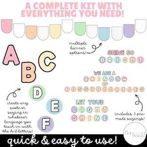 Pastel Rainbow Classroom Bulletin Board Kit | EDITABLE | Pastel ...