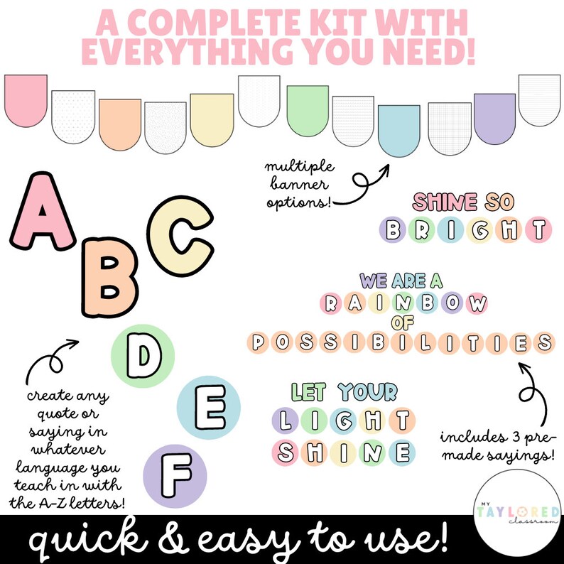 Pastel Rainbow Classroom Bulletin Board Kit | EDITABLE | Pastel ...