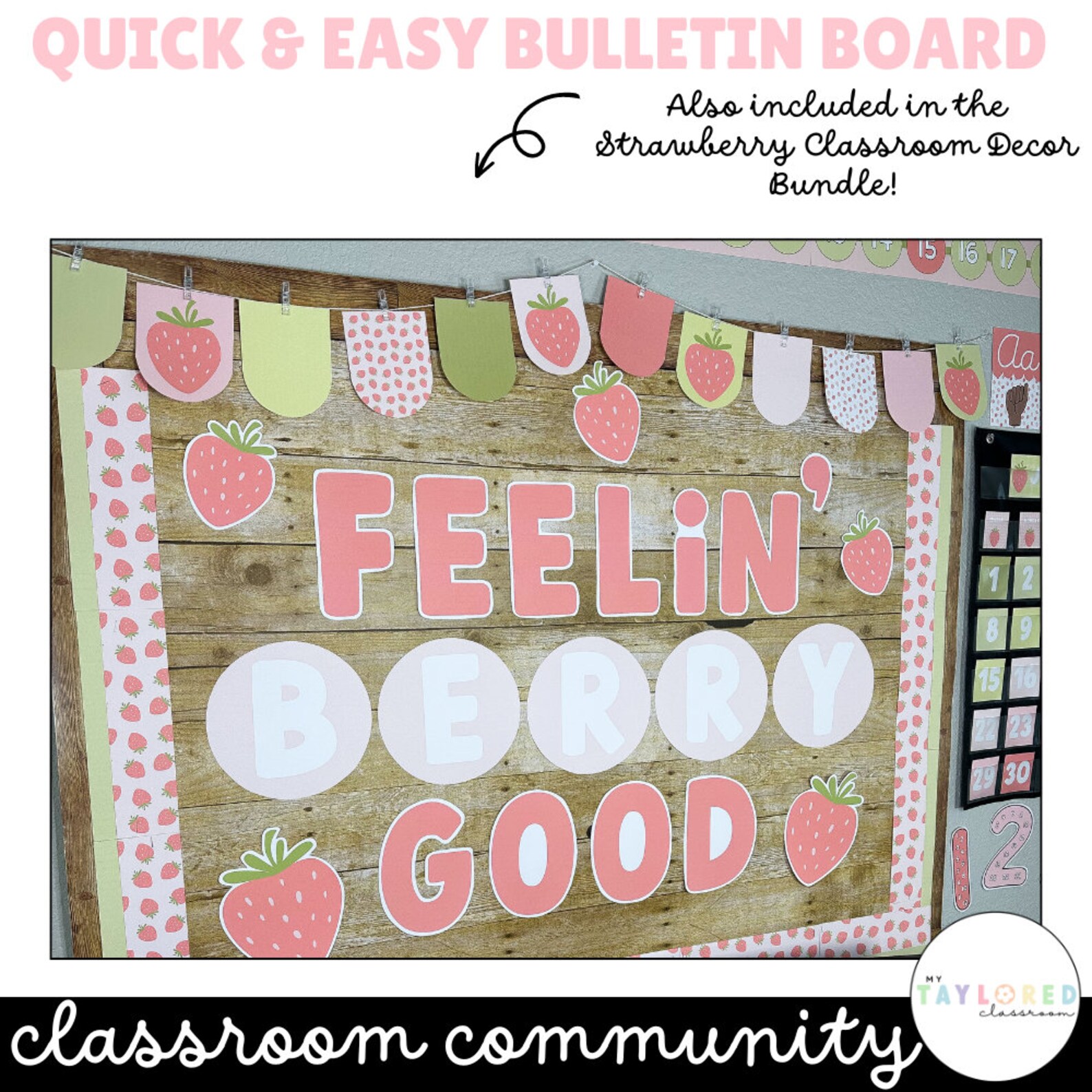 Strawberry Classroom Bulletin Board Kit | EDITABLE | Pastel Brights ...