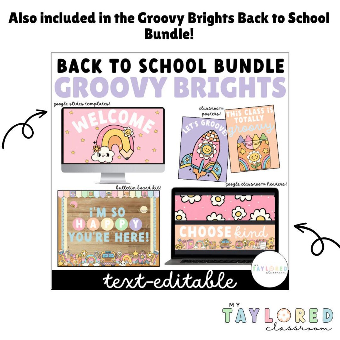 Groovy Brights Bulletin Board Kit | EDITABLE | Back to School Bulletin ...