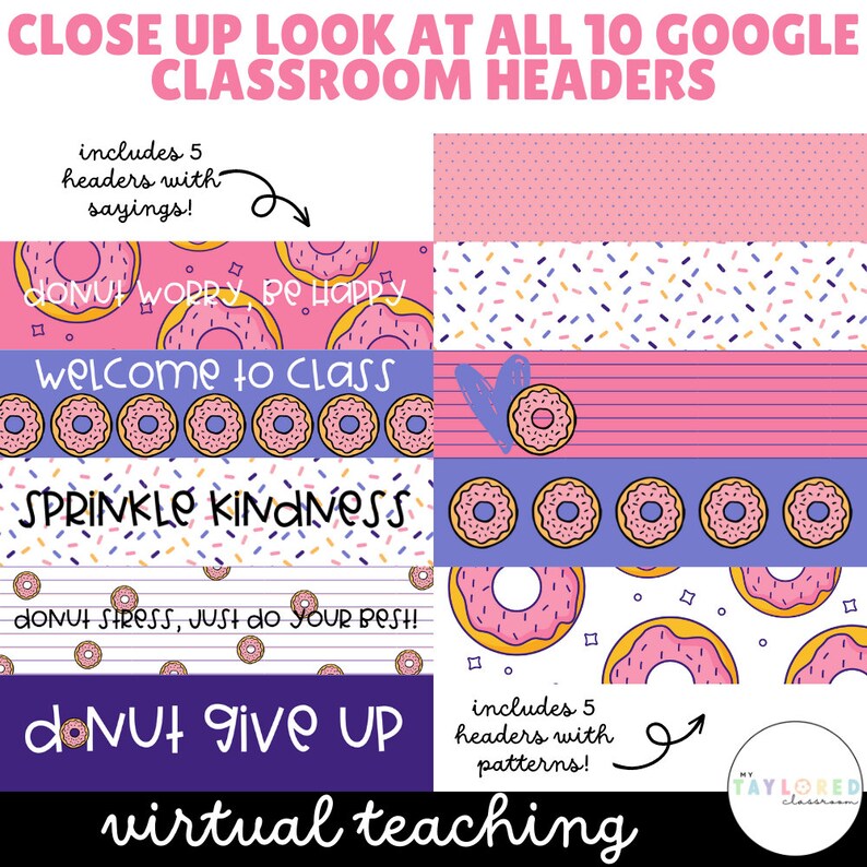 Donut Google Classroom Headers | Classroom Decor - Etsy