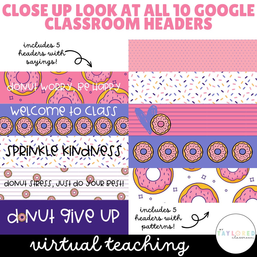 Donut Google Classroom Headers | Classroom Decor - Etsy